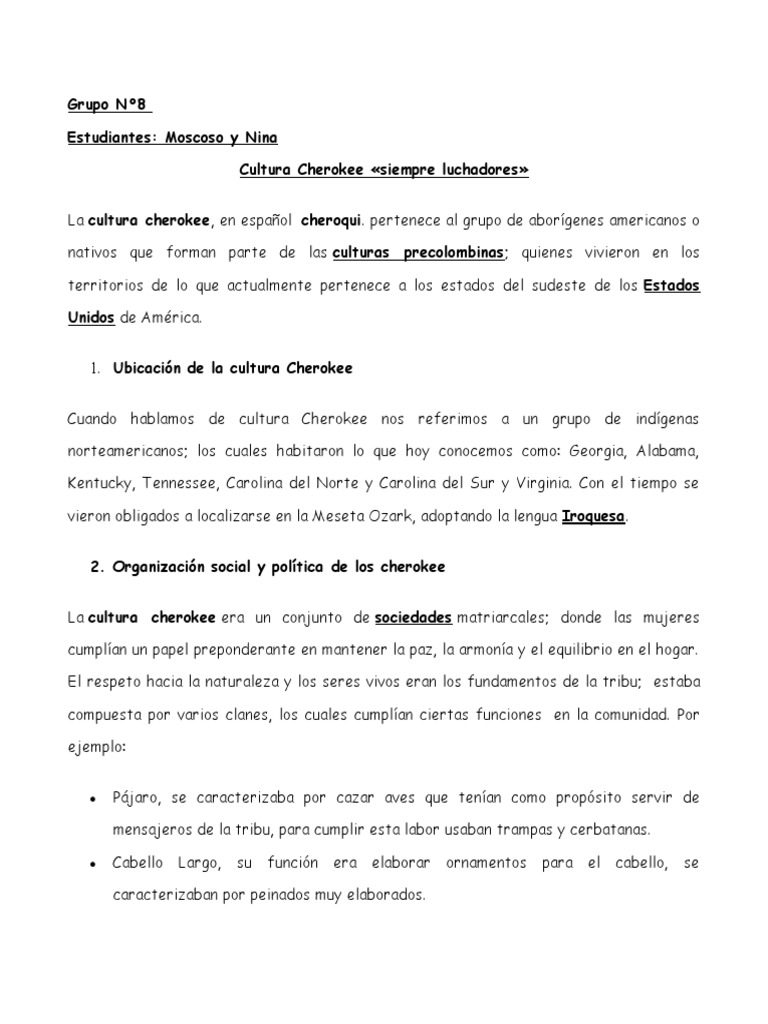 Cultura Cherokee Grupo 8 | PDF | Cherokee | Ropa