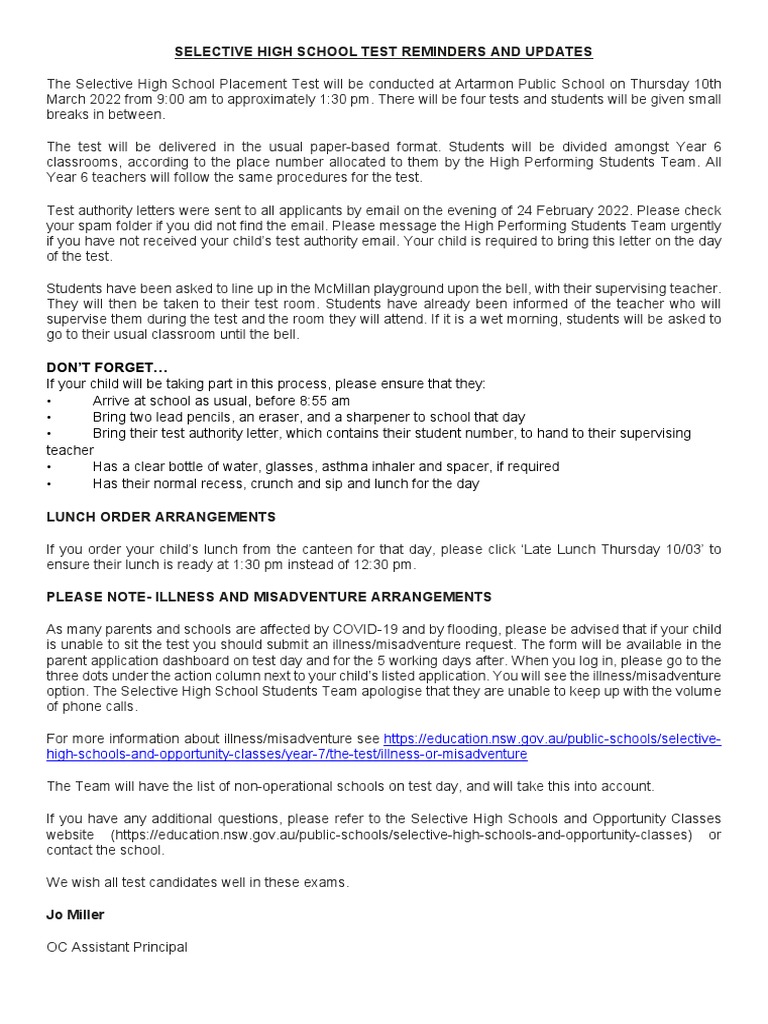 Selective High School Test - 8th - March - 2022 | PDF | Career & Growth ...