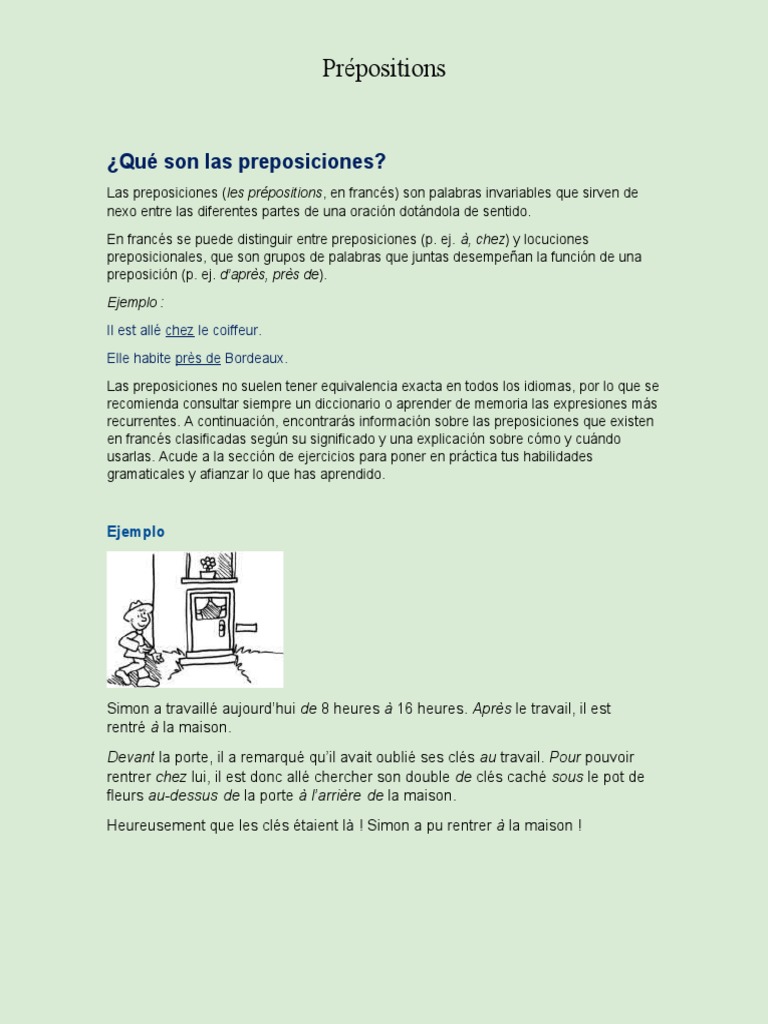 Las Preposiciones | PDF | Preposición y Postposición | Sintaxis