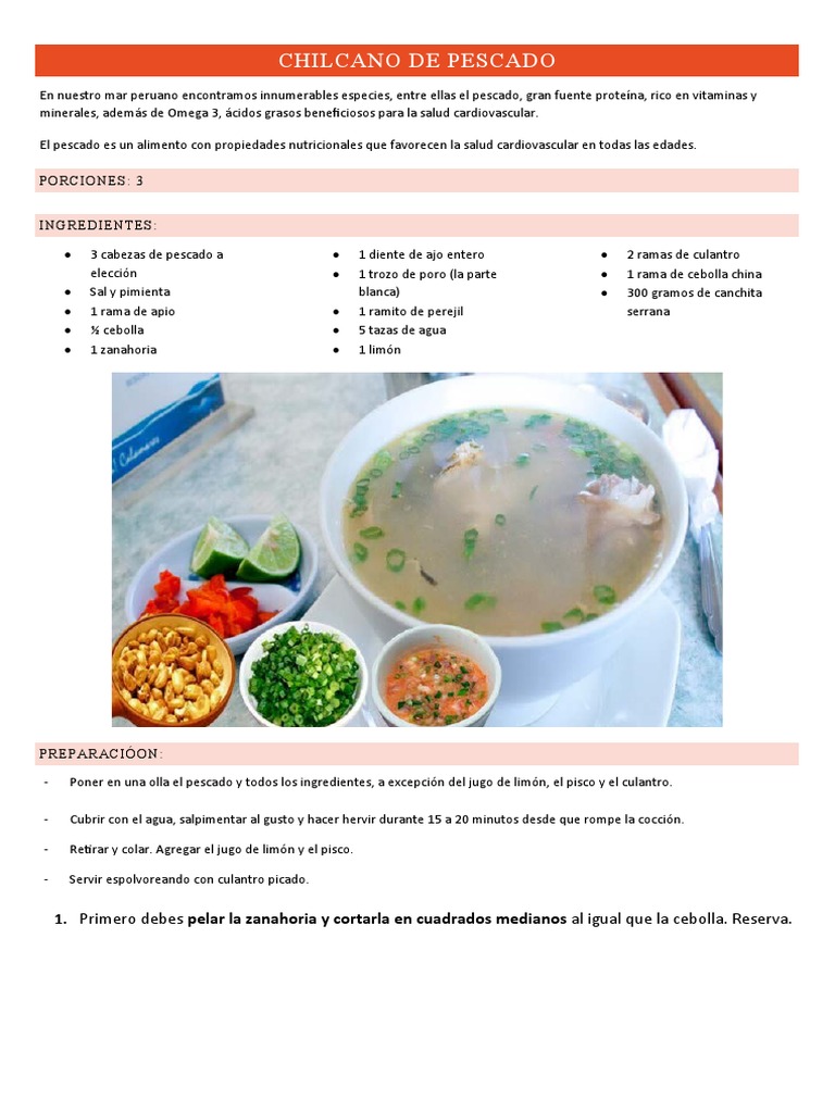 Ingredientes para Chilcano de Pescado | PDF