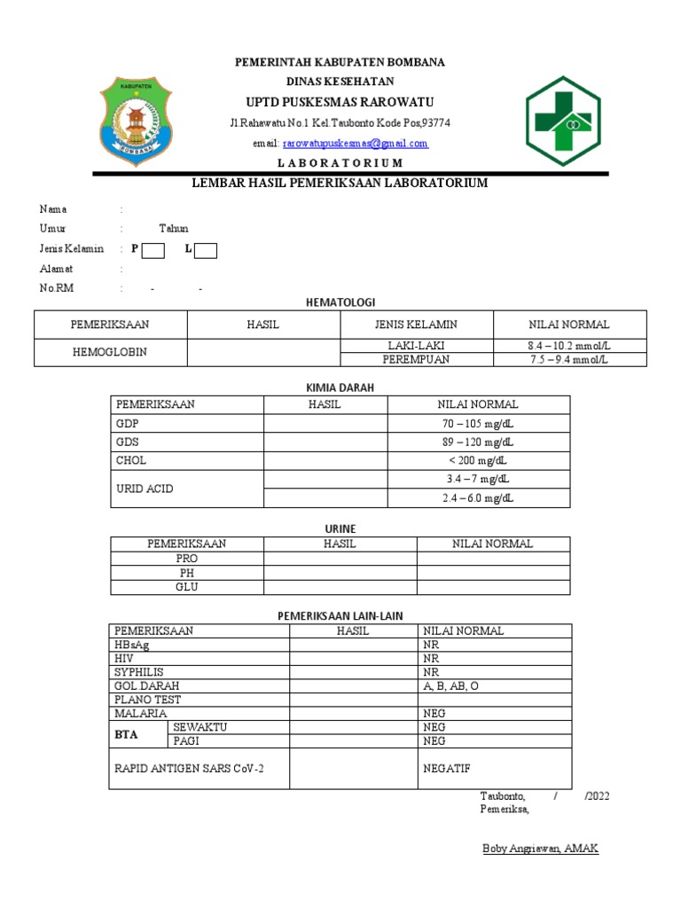 Lembar Hasil Laboratorium | PDF