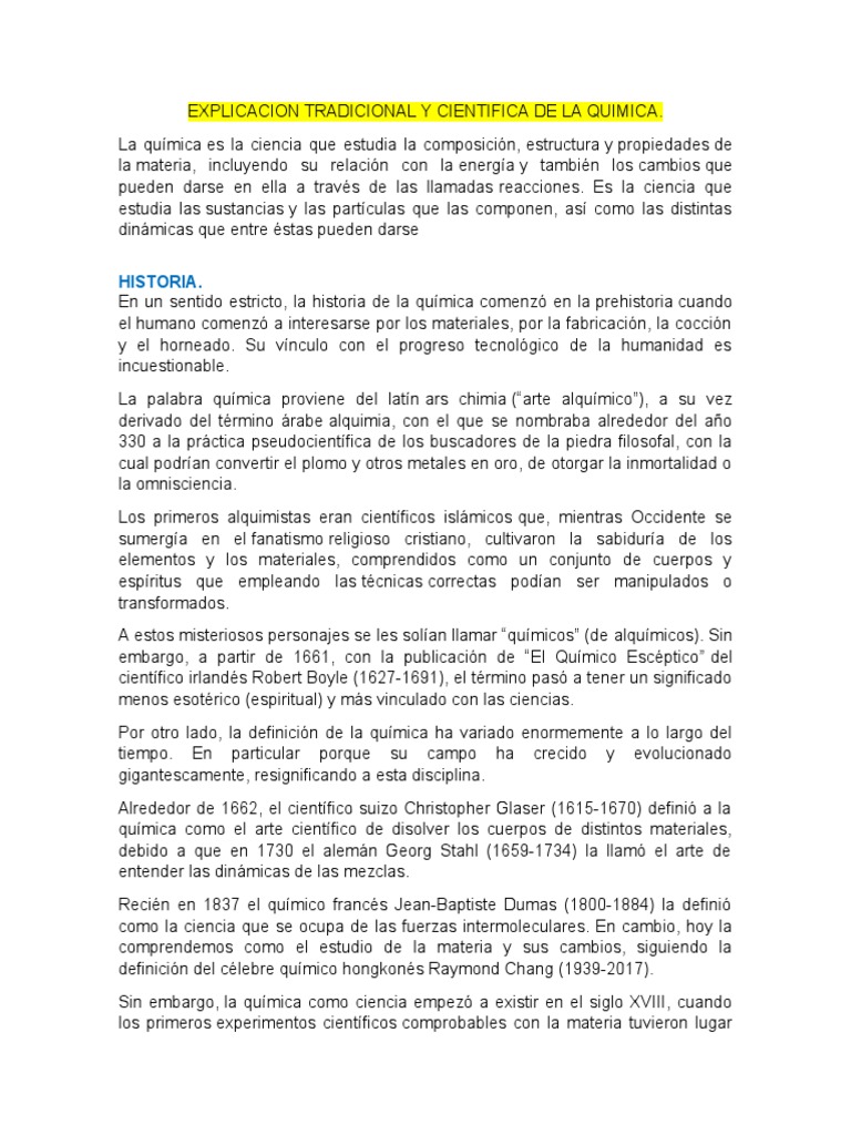 Explicacion Tradicional y Cientifica de La Quimica | PDF | Alquimia ...