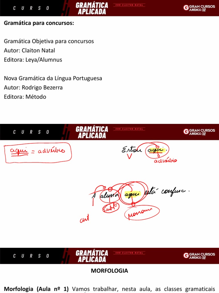 Aula 2 Gram Tica Morfologia | PDF | Pronome | Classe gramatical