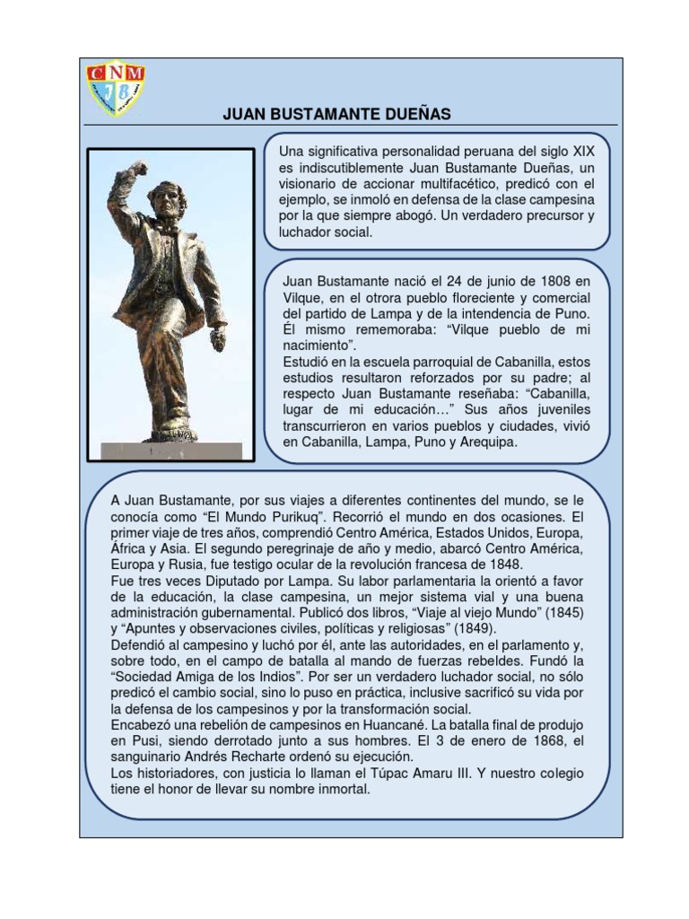 Juan Bustamente Dueñas Ficha | PDF | Ciencias sociales | Historia