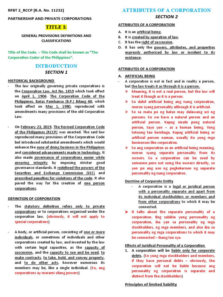 RCCP (RFBT 2 - Notes) | PDF | Stocks | Piercing The Corporate Veil