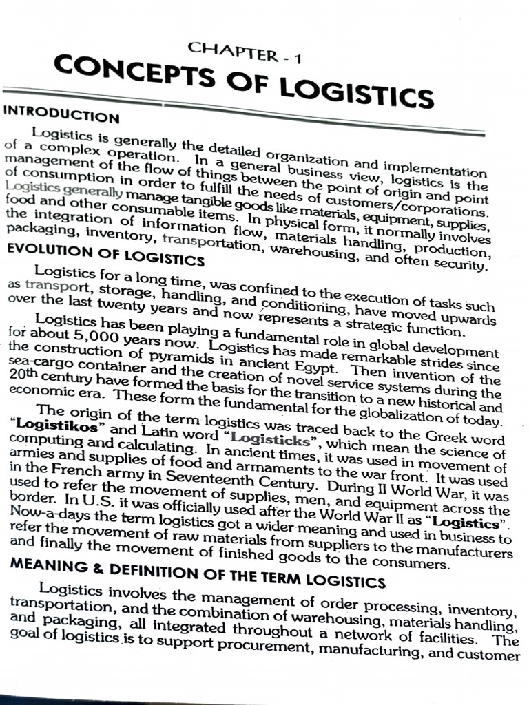 Management of the Flow of Materials: An Overview of Key Logistics ...