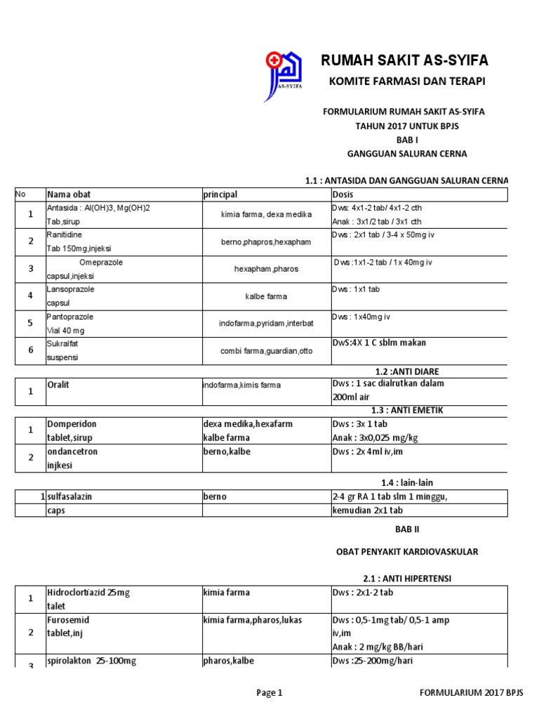 Formularium Rs Assyifa | PDF