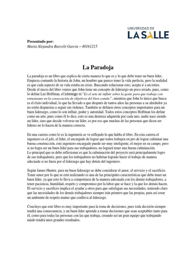 La Paradoja | PDF | Liderazgo La Paradoja | PDF | Liderazgo