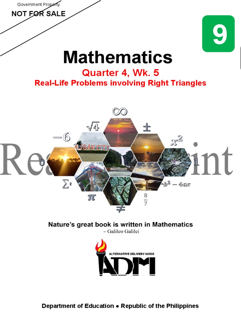 Math9 - Q4 - Mod5 - Wk5 - Real Life Problems Involving Right Triangles - v5 | PDF | Trigonometry ...