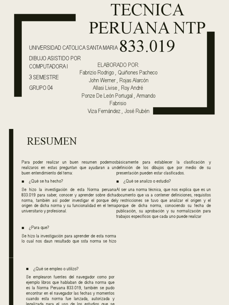 Investigación de NORMA TECNICA PERUANA NTP 833.019 Version Final 0.2 | PDF | Dibujo ...