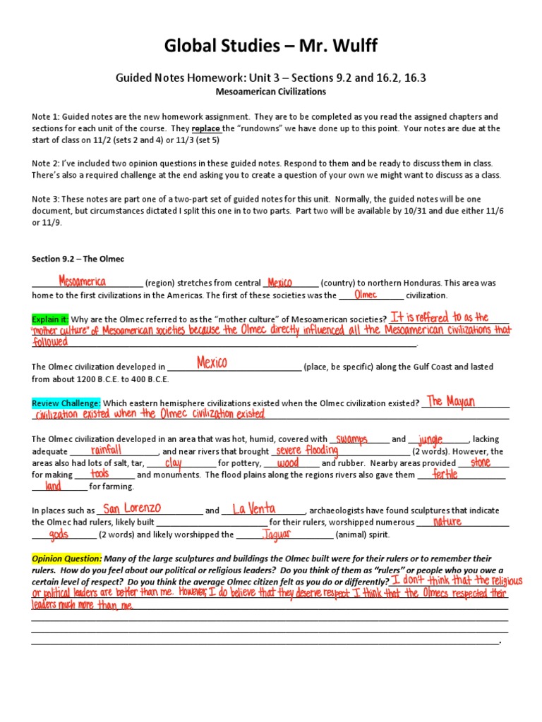 GS Guided Notes Unit 3 Part 1 | PDF | Maya Civilization | Mesoamerica