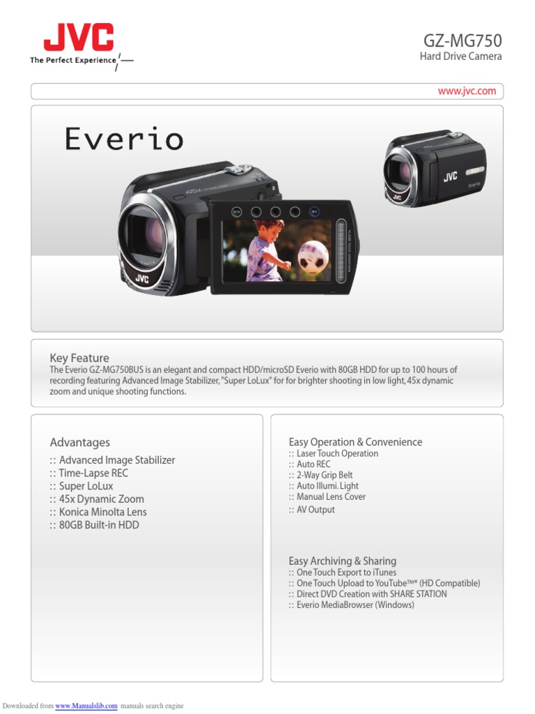 JVC Everio GZ-MG750 Specifications | PDF | Image Stabilization | Equipment