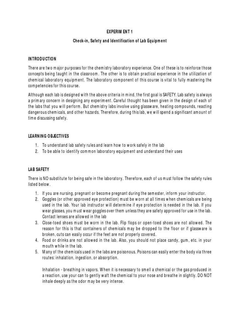Lab Activity 1 | PDF | Laboratories | Safety