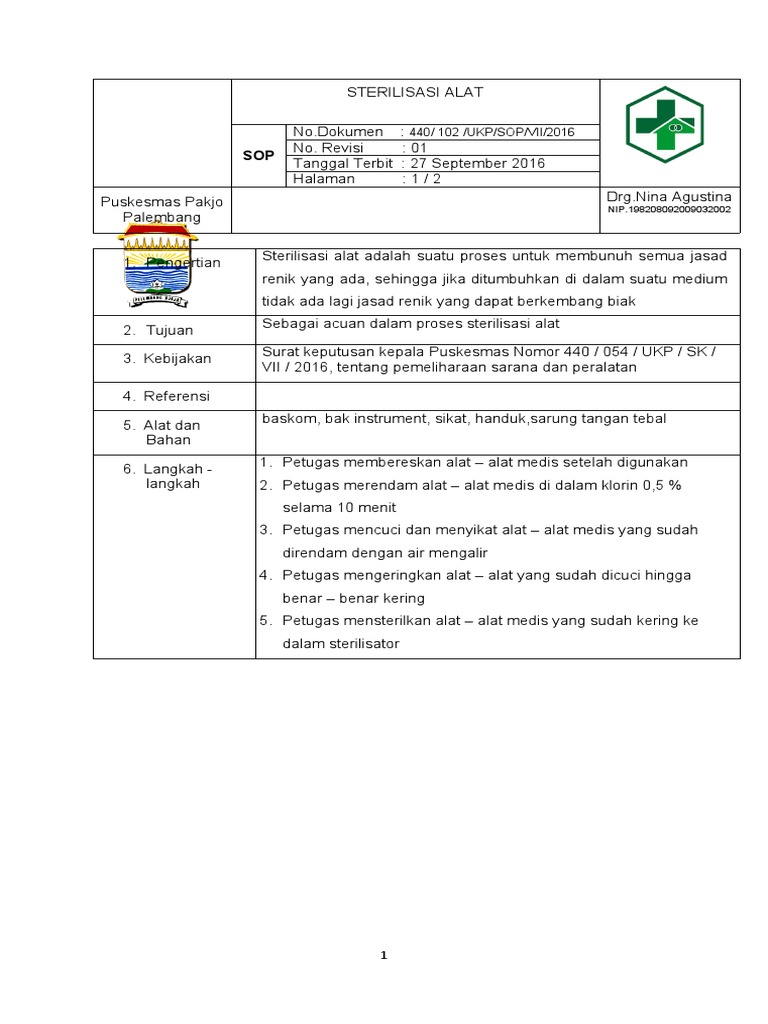 EP.2. SOP Sterilisasi Alat | PDF | Kesehatan Holistik