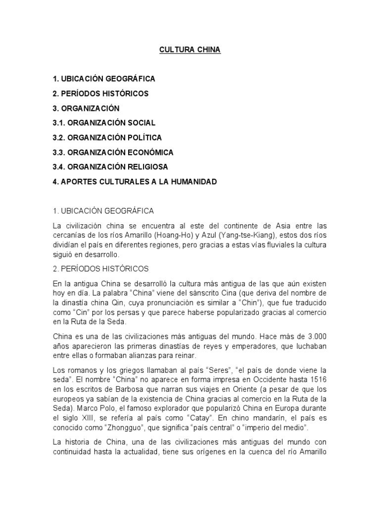 Historia y Cultura de China | PDF | Historia de china | China