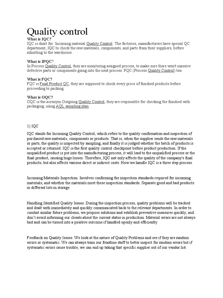 Quality Control | PDF | Printed Circuit Board | Packaging And Labeling