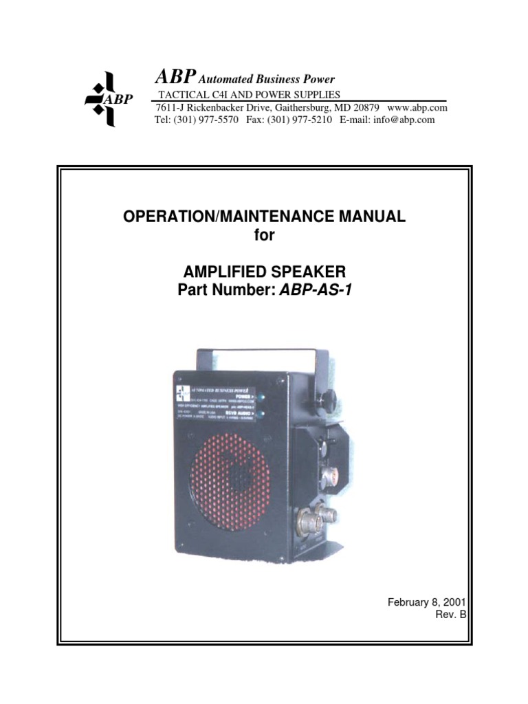 ABP - Amplified Speaker ABP-As-1 Manual | PDF | Electrical Connector | Headphones
