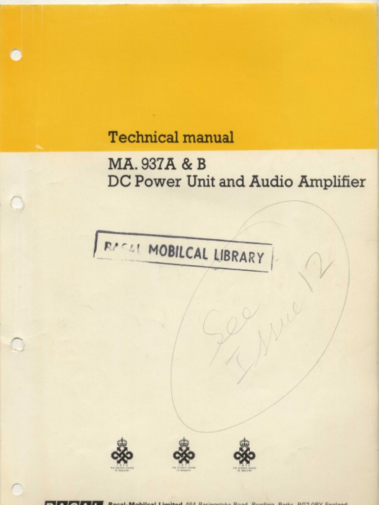 Racal DC - DC Power and Audio Amp - Ma-937 A - B - 1 | PDF