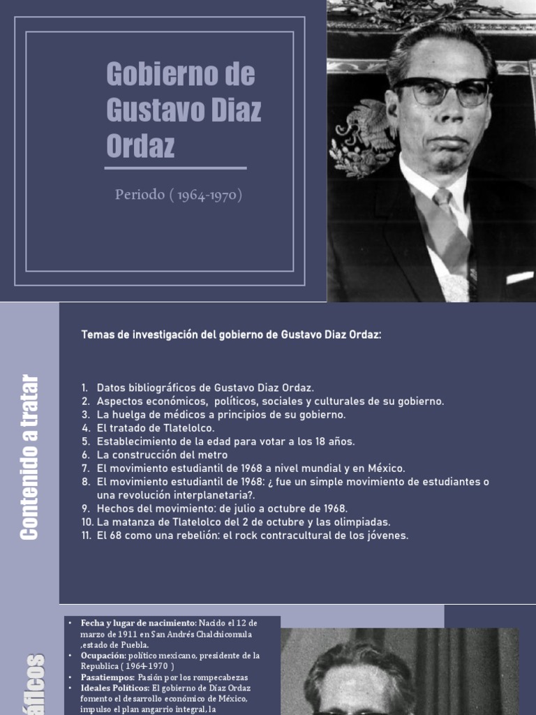 El Gobierno De Gustavo Díaz Ordaz Y Los Acontecimientos Políticos