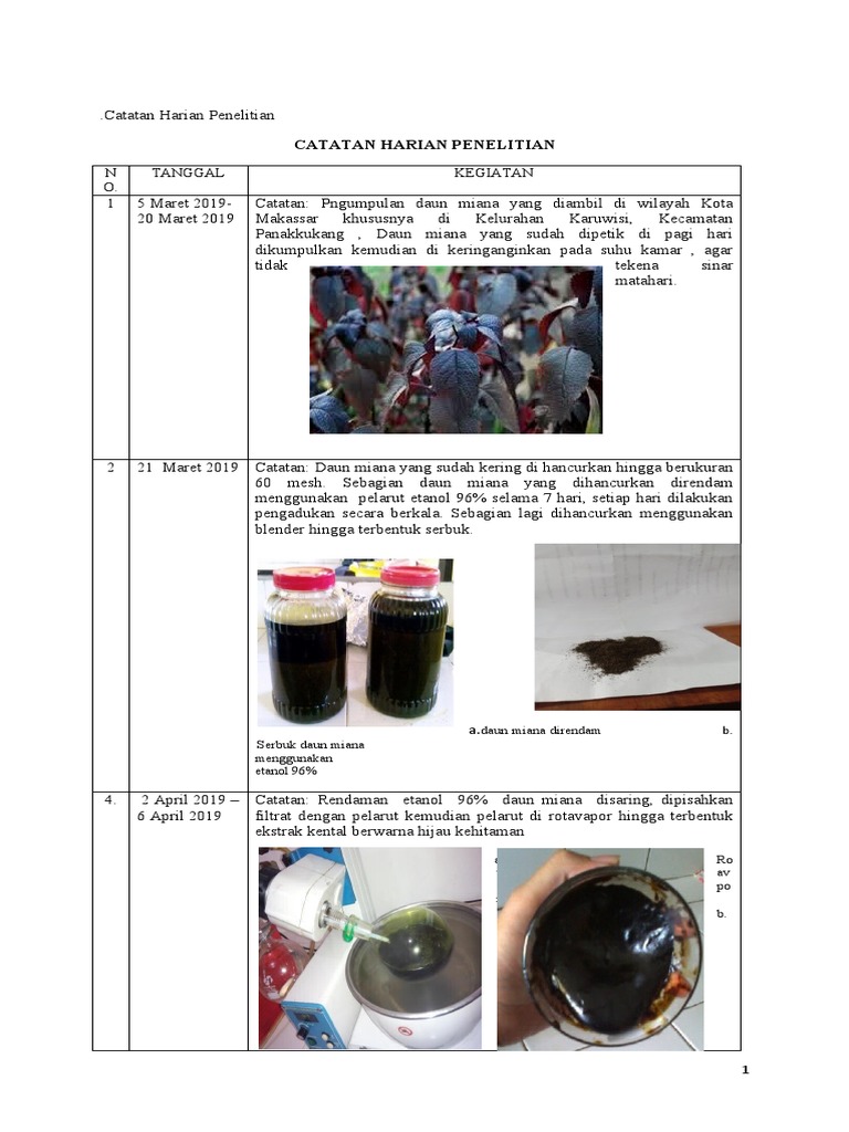 Catatan Harian Penelitian PDP 2019 | PDF | Sains & Matematika