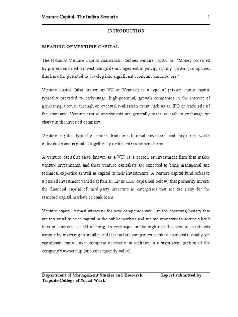 Venture Capital Project | PDF | Leveraged Buyout | Venture Capital