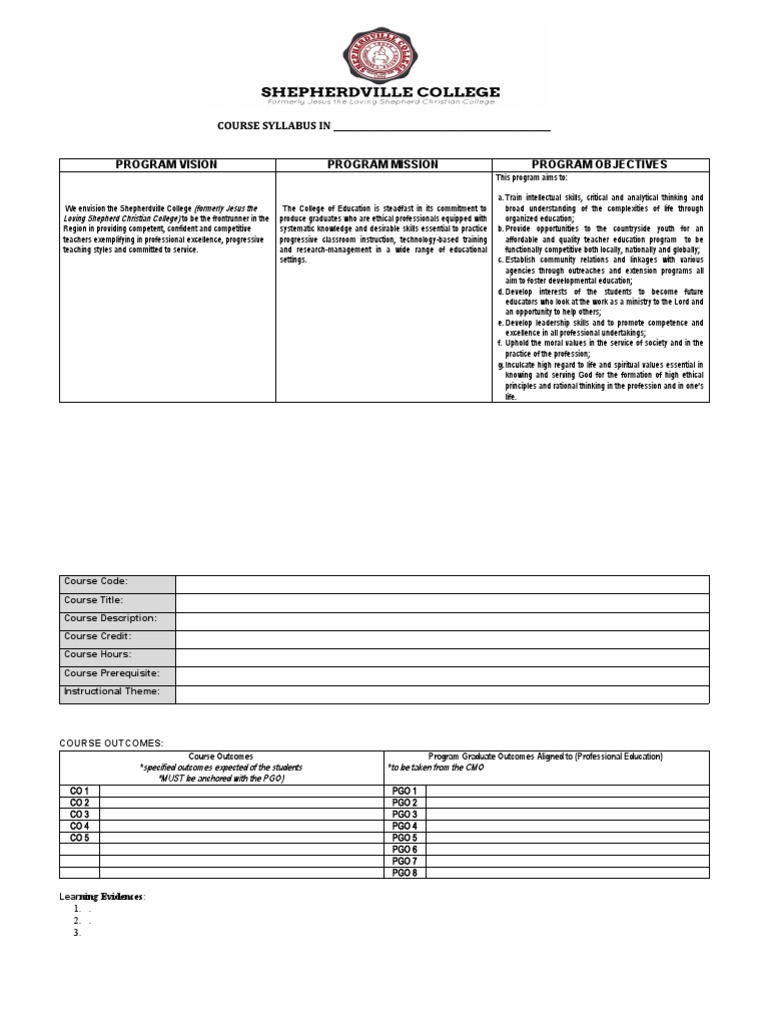 Syllabus Format | PDF | Teachers | Test (Assessment)