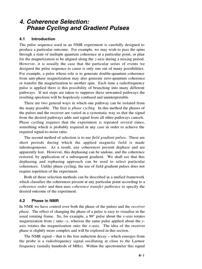 Phase Cycling in NMR Techniques | PDF | Nuclear Magnetic Resonance ...
