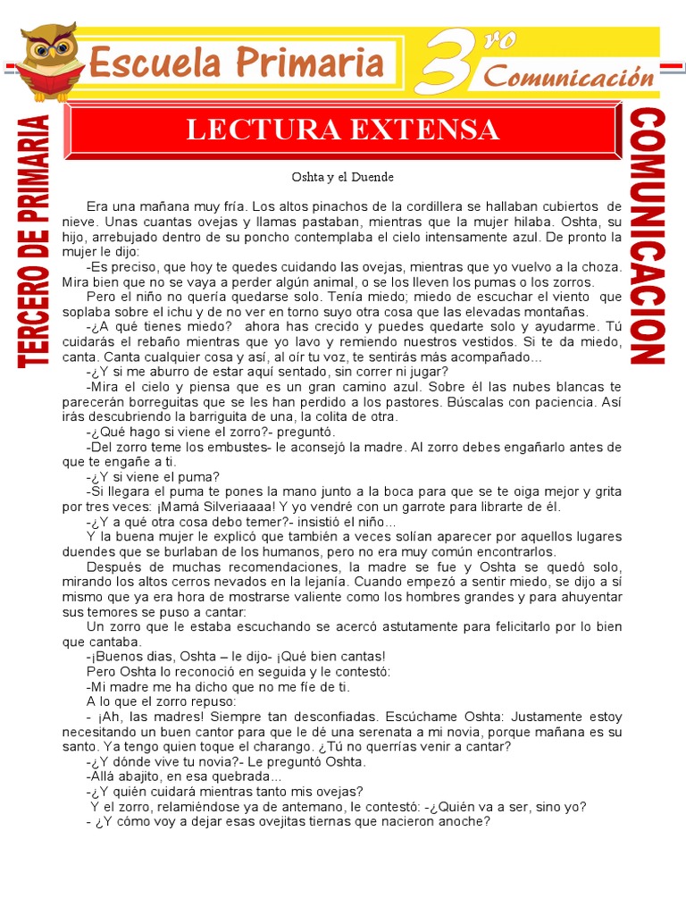 Lectura Extensa para Tercero de Primaria | PDF
