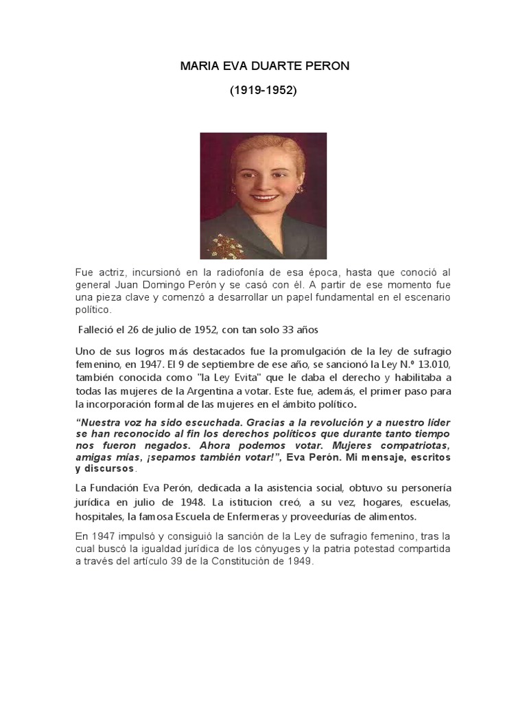 Maria Eva Duarte Peron | PDF