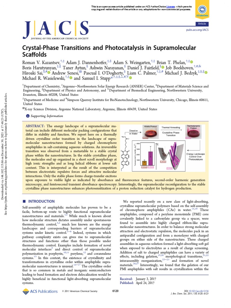 Crystal-Phase Transitions and Photocatalysis in Supramolecular Scaffolds (2017) | Download Free ...