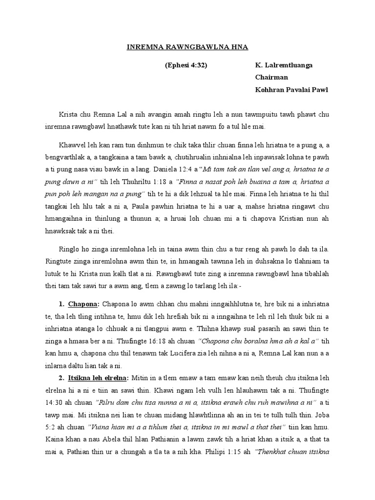 Inremna Rawngbawlna Hna | PDF