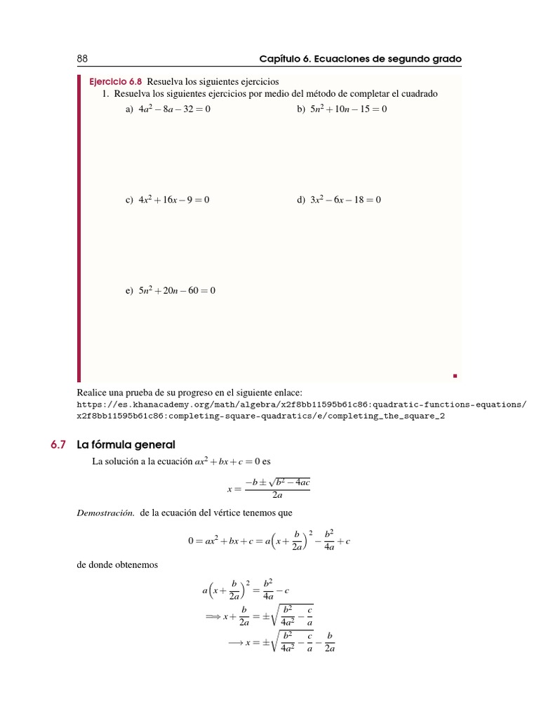 La Fórmula General | PDF | Matemáticas | Matemática Elemental