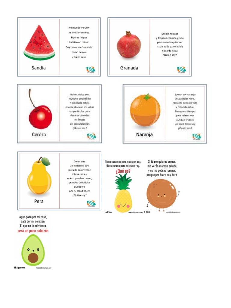 Adivinanzas de Frutas | PDF