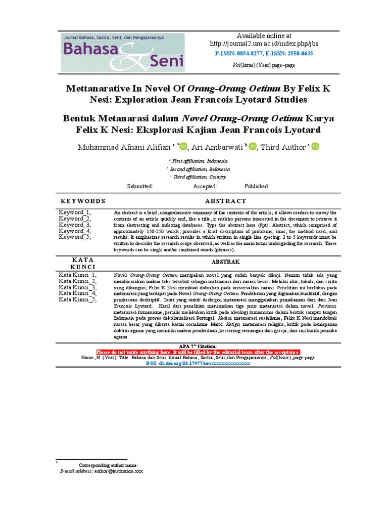 Book Review Template JBS - Proses Orang - Orang Oetimu Felix K Nesi | PDF