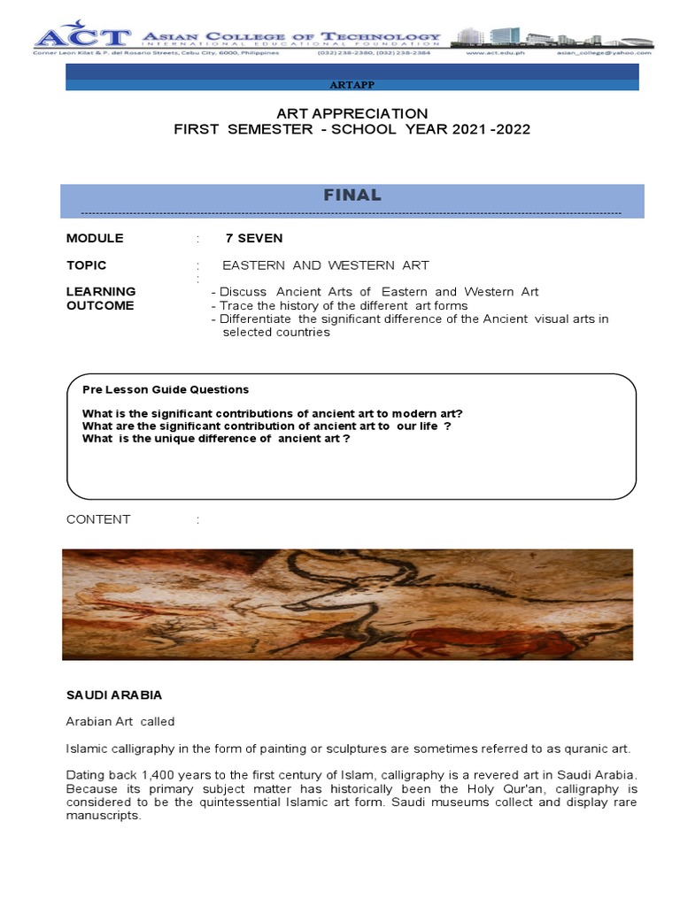 Artapp Module 8 Easternand Western | PDF | Ancient Egypt | Ancient Greece