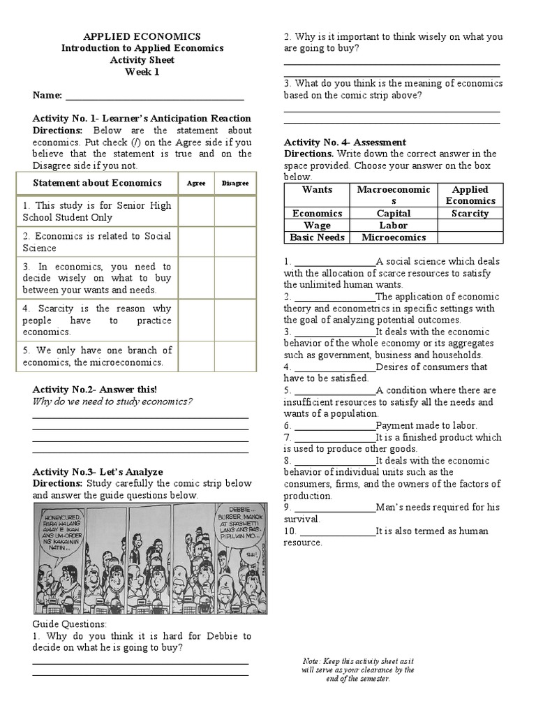 Activity 1 - Applied Economics | PDF | Economics | Microeconomics