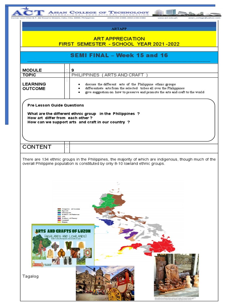 Artapp Module 9 Arts and Craftfinal | PDF | Philippines | Southeast Asia