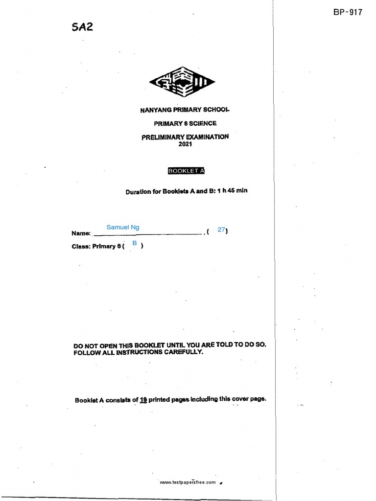 P6 Science 2021 SA2 Nanyang | PDF