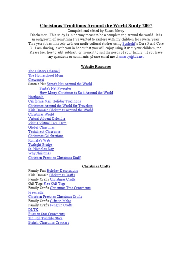 Christmas Traditions Around The World Study 2007 | Download Free PDF ...
