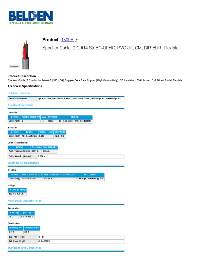 1309A Techdata | PDF | Electrical Conductor | Polyvinyl Chloride