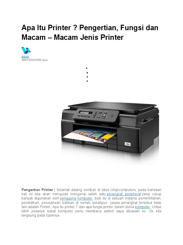 Pengertian dan Fungsi Printer Komputer | PDF