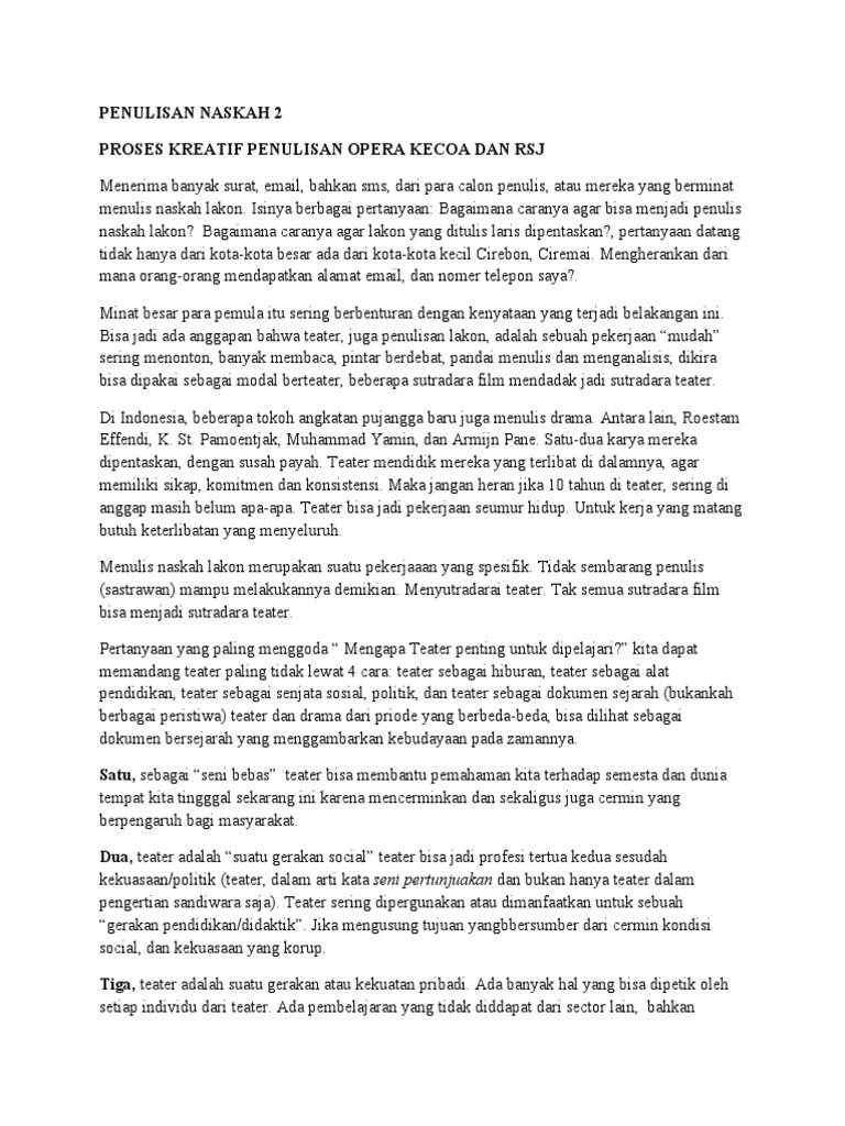 8 Materi Drama Teater Penulisan Naskah 2 | PDF