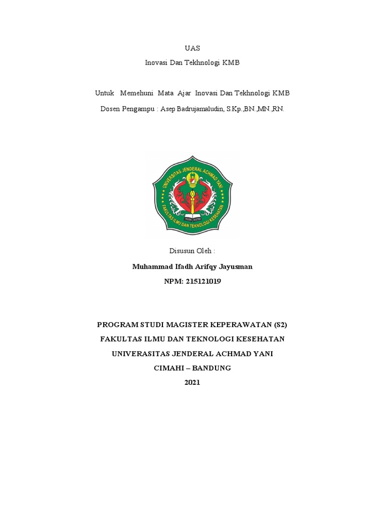 Muhammad Ifadh Arifqy Jayusman - 215121019 - UAS KMB Inovasi Teknologi | PDF