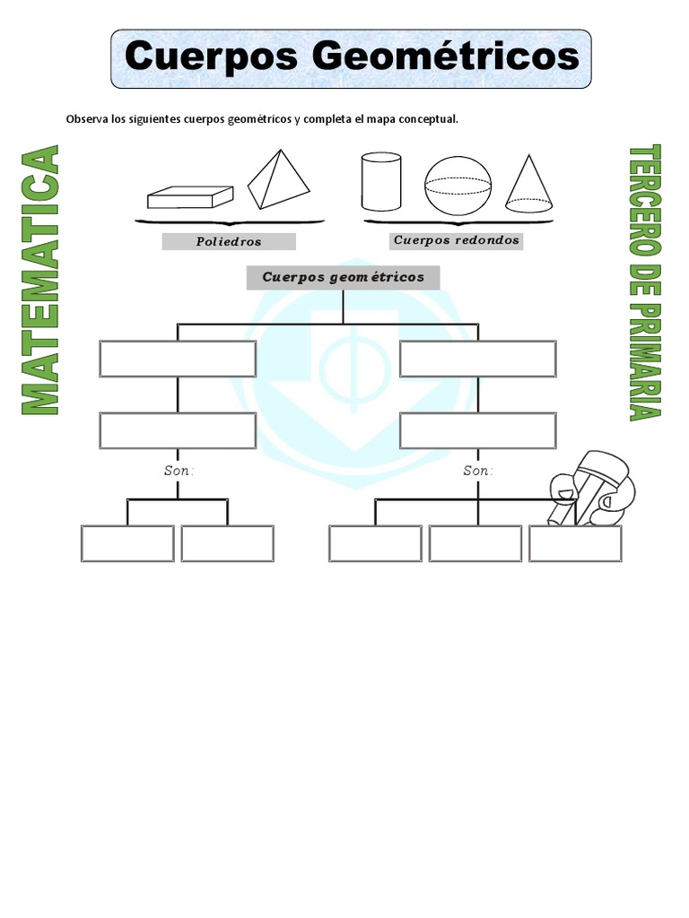 Ficha Cuerpos Geometricos para Tercero de Primaria | PDF | Formas geométricas | Geometría euclidiana