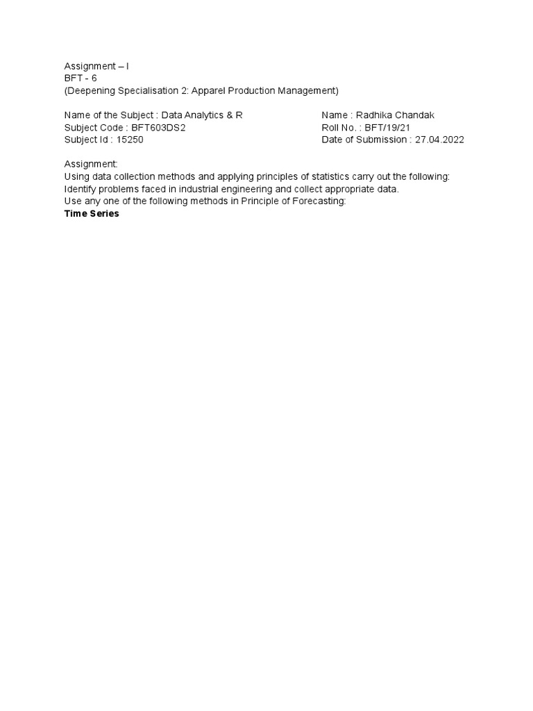 Data Analytics Assignment 1 Download Free Pdf Time Series Regression Analysis 2669