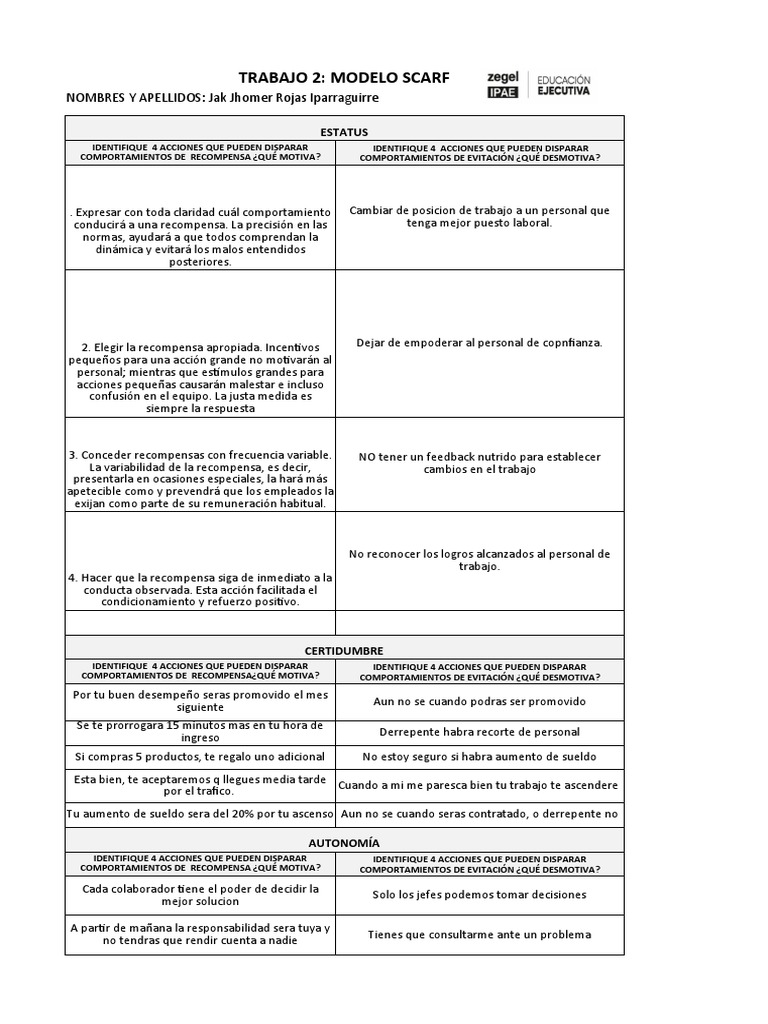 TRABAJO FINAL MODELO SCARF - Jak Rojas | PDF