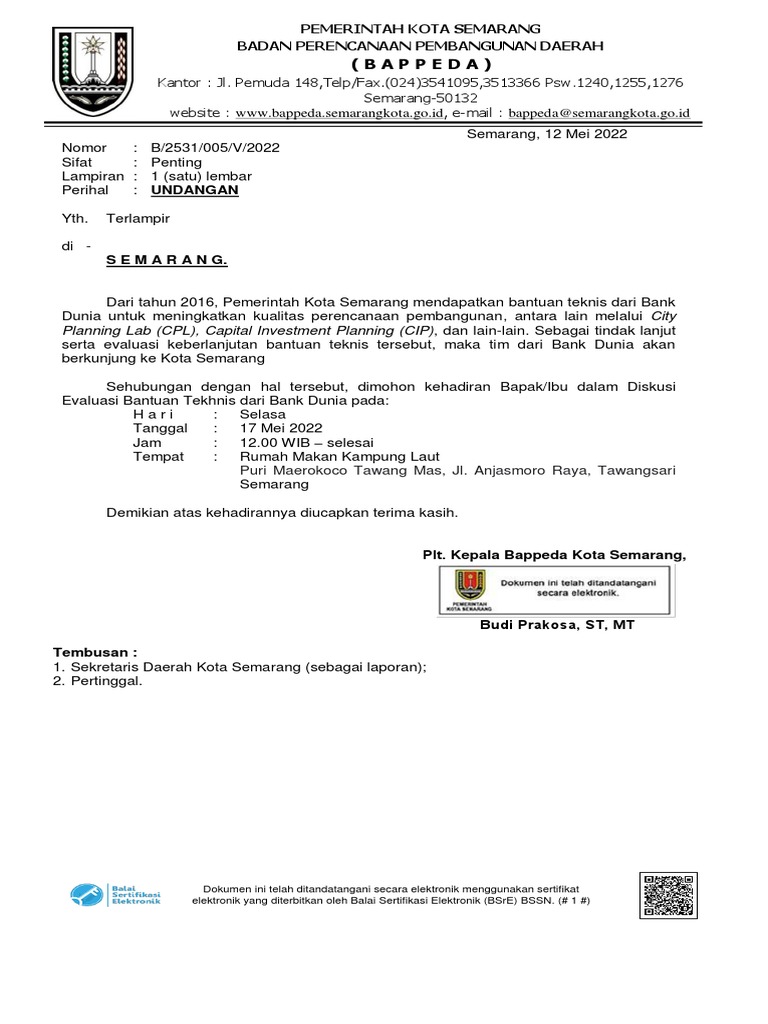 Undangan Diskusi Dengan World Bank v2 | PDF