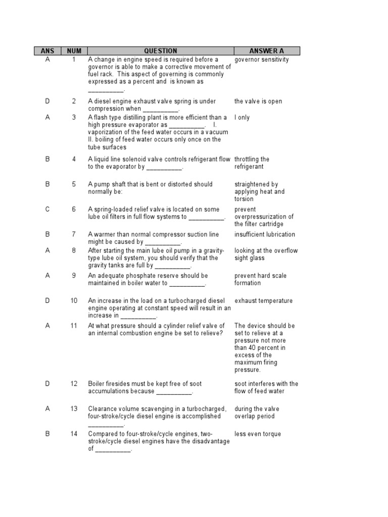 Marine Engineering Reference To Marina Exam Questionnairre | PDF ...