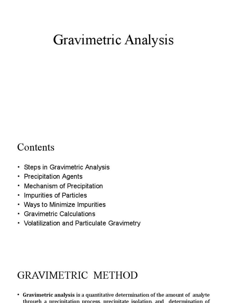 Gravimetric Analysis | PDF | Precipitation (Chemistry) | Ion