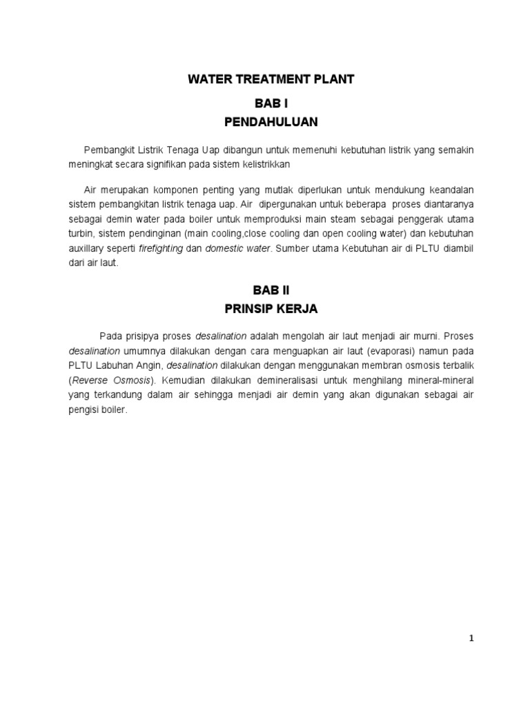 Proses Demineralisasi Air WTP | PDF